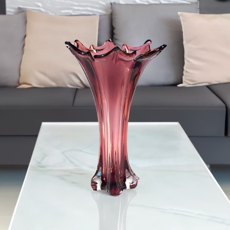 Fine Murano Glass Violet Vase for your Living Room | Italian Design