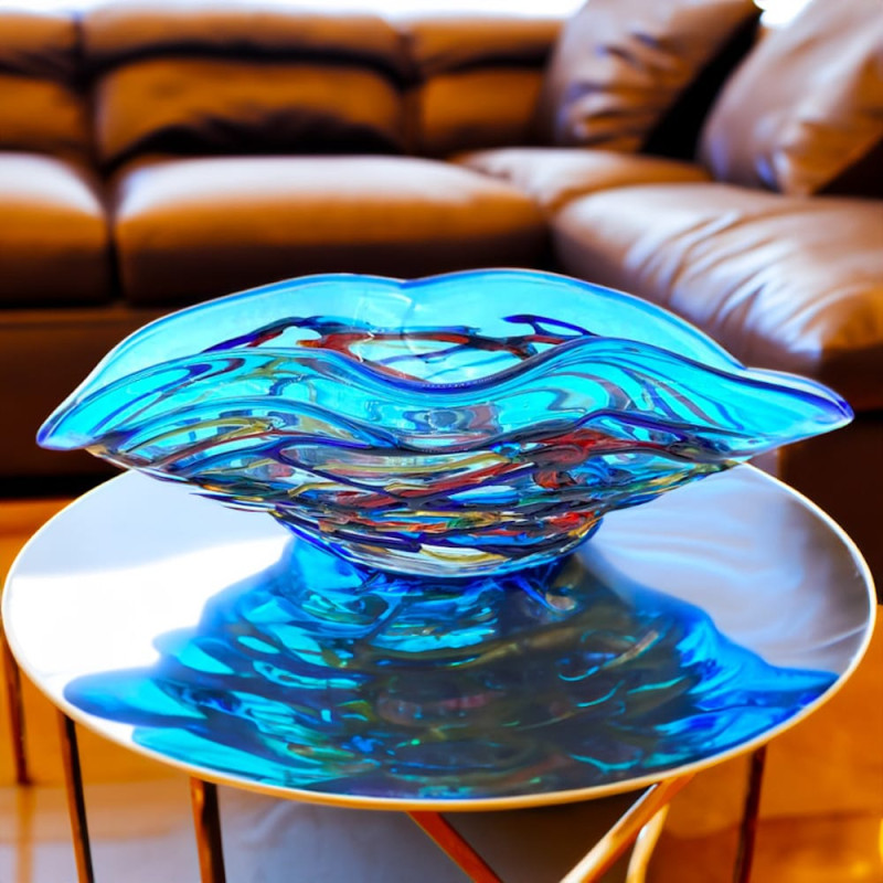 Unique Sky Blue Murano Glass Centerpiece | Home Decor Idea