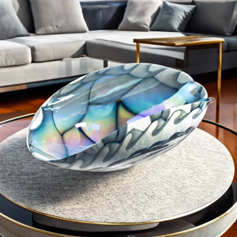 Modern Black Iridescent Murano Glass Bowl | Luxury Home Decor
