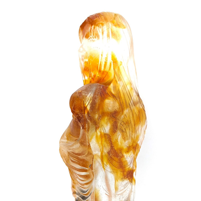 Amber Murano Glass Sculpture: Abstract Elegance