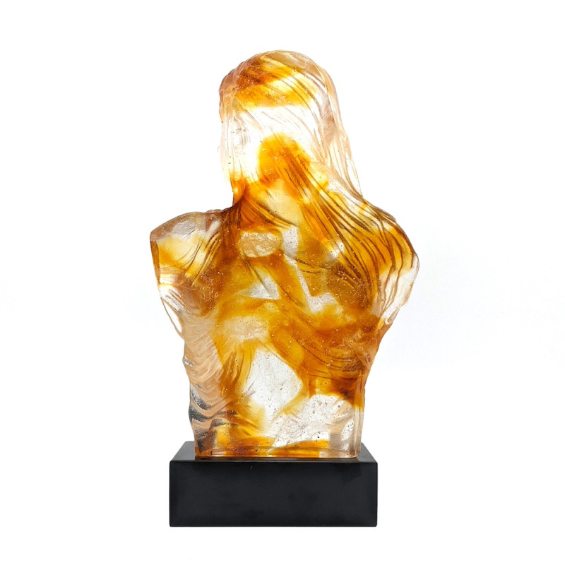 Amber Murano Glass Sculpture: Abstract Elegance