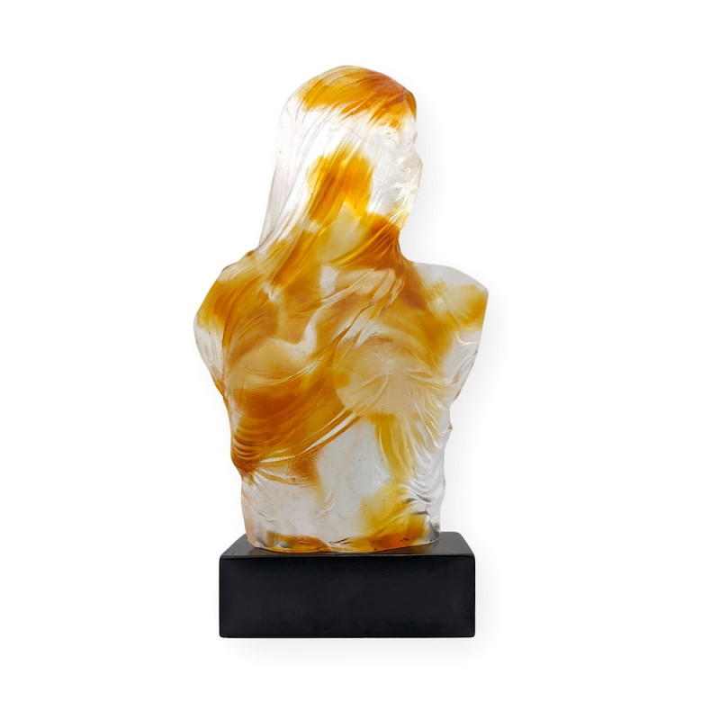 Amber Murano Glass Sculpture: Abstract Elegance