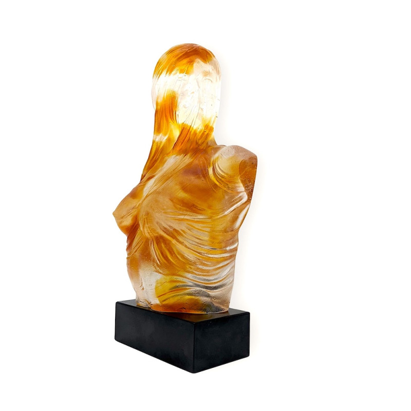 Amber Murano Glass Sculpture: Abstract Elegance