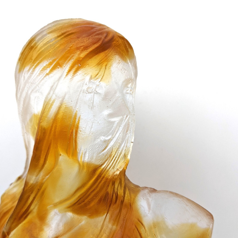 Amber Murano Glass Sculpture: Abstract Elegance