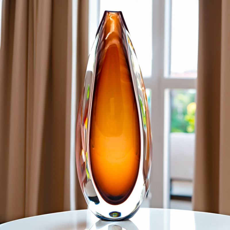 Amber Blown Made Murano glass Vase| Italian luxury Creations