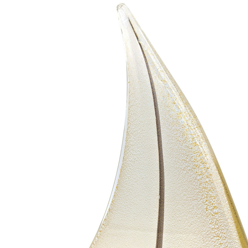 Gold Crystal Sailboat in Murano Glass | Handcrafted Glass Sculpture
