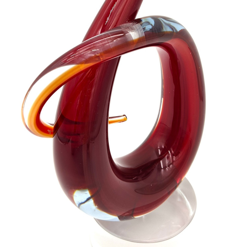 Red Knot – Vertical Abstract Murano Glass Sculpture