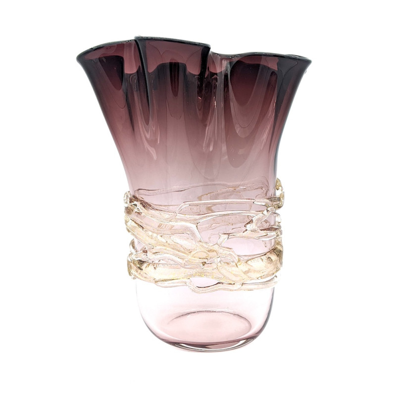 Modern Murano glass dark and violet vase | Finest Italian Quality