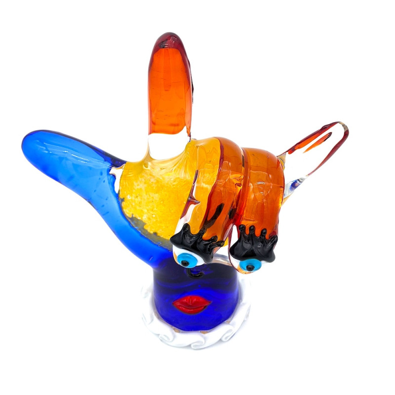 Abstract finger art - love and rock multicolor sculpture