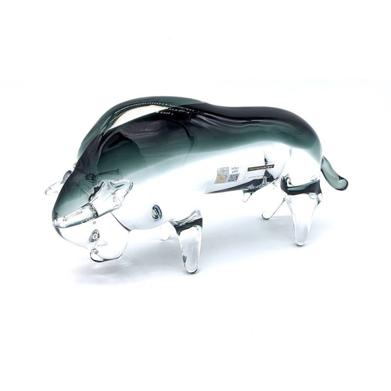 Murano Glass Bull Sculpture – Handcrafted Crystal Steel Art
