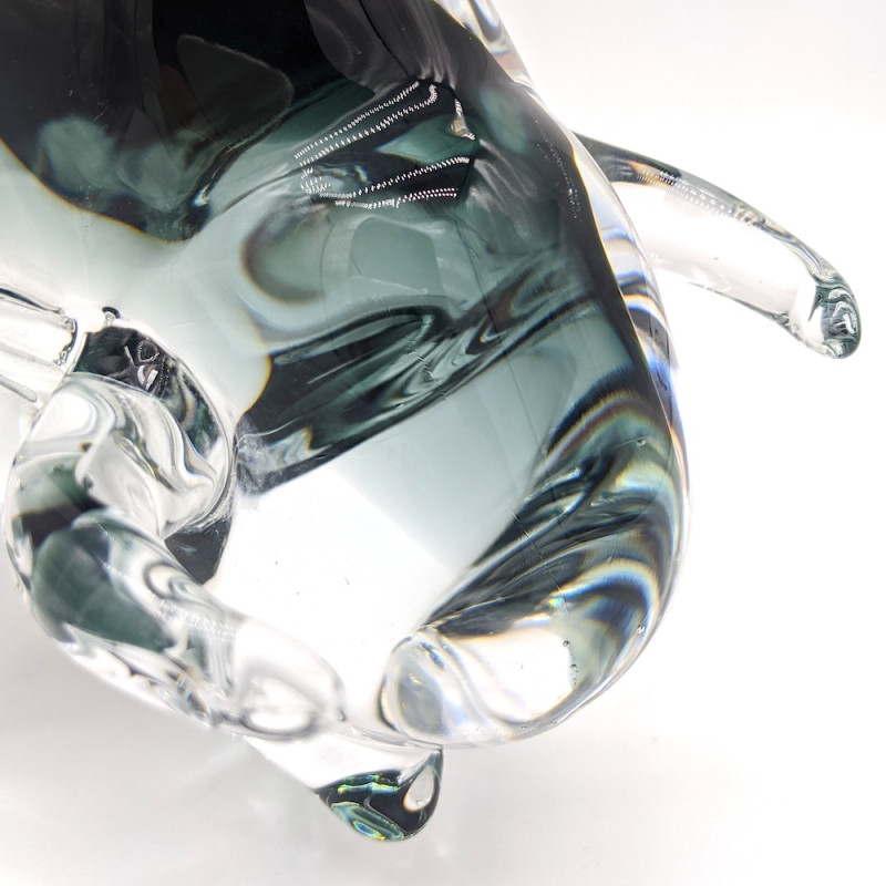 Murano Glass Bull Sculpture – Handcrafted Crystal Steel Art