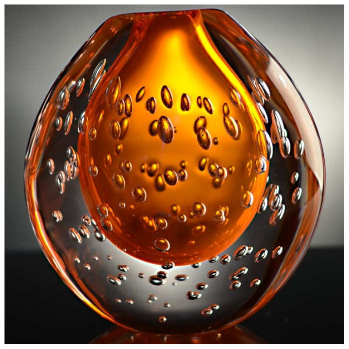 Murano Glass Round Orange Modern Vase