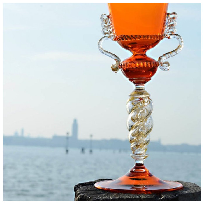 Orange Decorative Glass Goblet