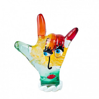 Murano Glass peace sign hand sculpture