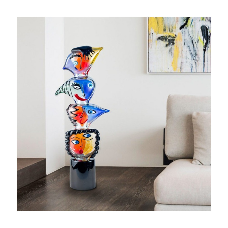Murano Glass colorful face-shaped sculpture